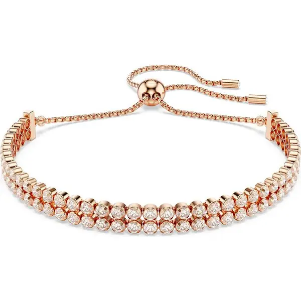 SWAROVSKI Matrix Crystal Double Row Slider Bracelet - Rose Gold/ White