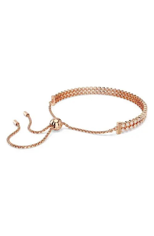 SWAROVSKI Matrix Crystal Double Row Slider Bracelet - Rose Gold/ White