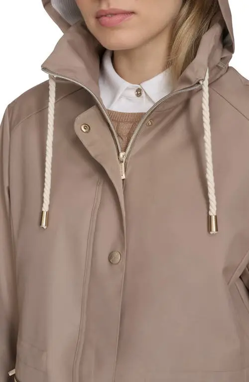 Cole Haan Hooded Oversized Rain Jacket - Light Taupe