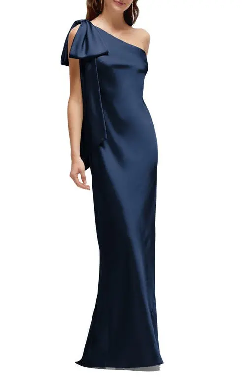 After Six Bow Detail One-shoulder Gown - Midnight