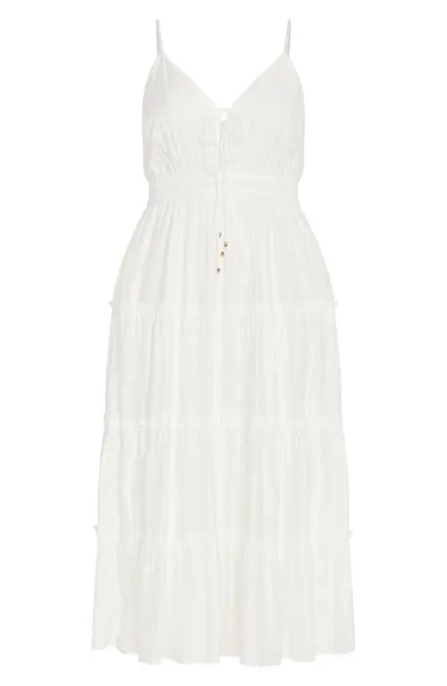 City Chic Tiered Tie-Front Maxi Dress - Ivory | Editorialist
