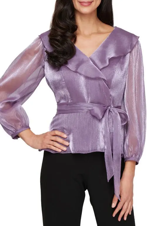 Alex Evenings Portrait Collar Shimmer Wrap Top