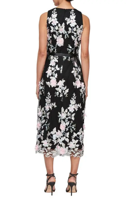 Alex Evenings Embroidered Sleeveless Midi Dress
