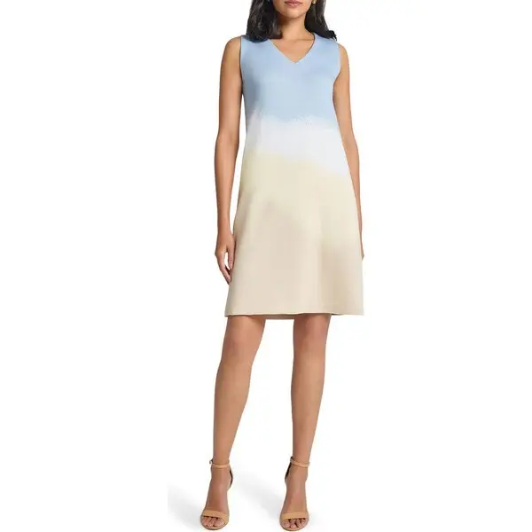Misook Landscape Pattern Sleeveless Fit & Flare Dress