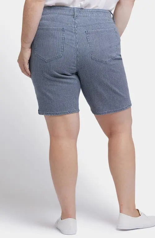 NYDJ Ella Side Slit Striped Denim Shorts