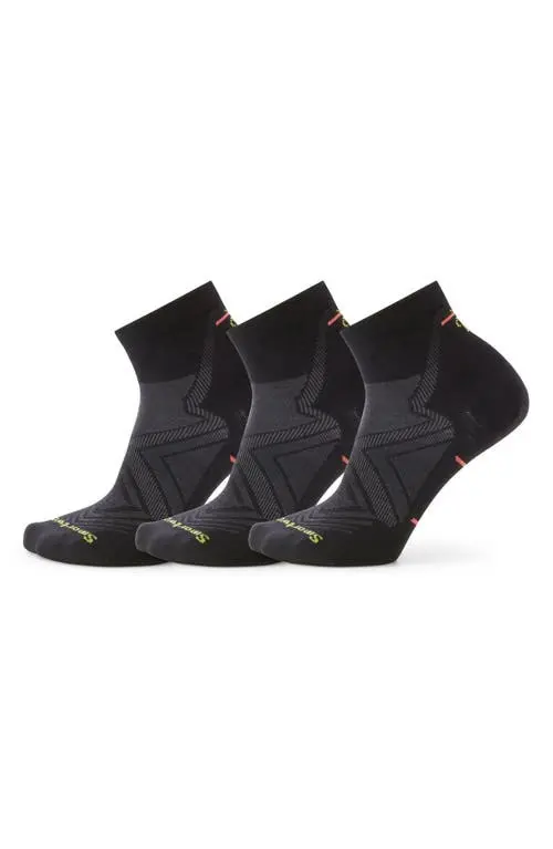 Smartwool Run Zero Cushion Ankle Socks 3 Pack - Black