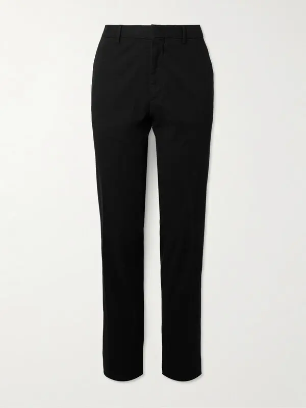 Zegna Easy Straight-leg Garment-dyed Cotton-blend Chinos - Black