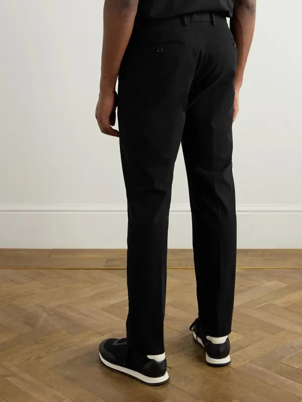 Zegna Easy Straight-leg Garment-dyed Cotton-blend Chinos - Black