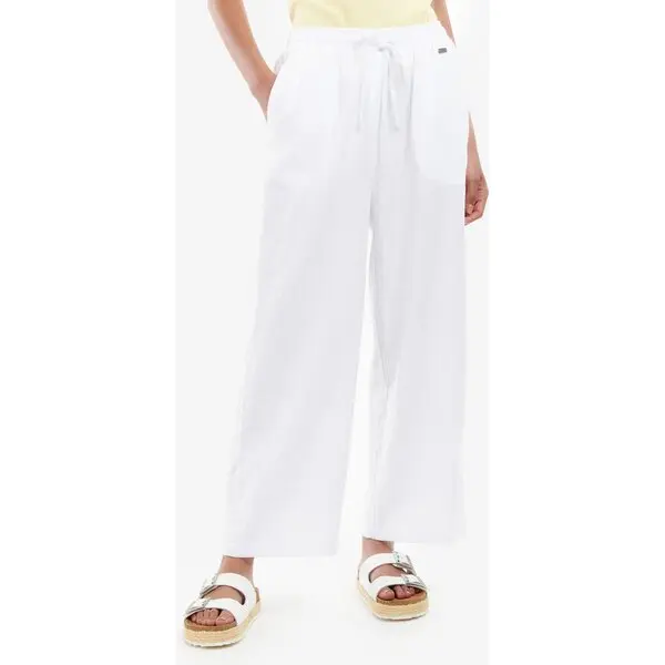 Barbour Christie Cotton & Linen Drawstring Pants - White