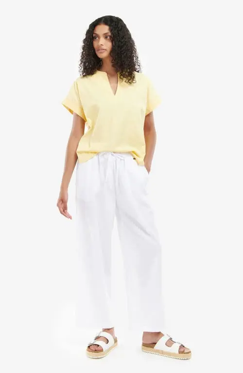 Barbour Christie Cotton & Linen Drawstring Pants - White