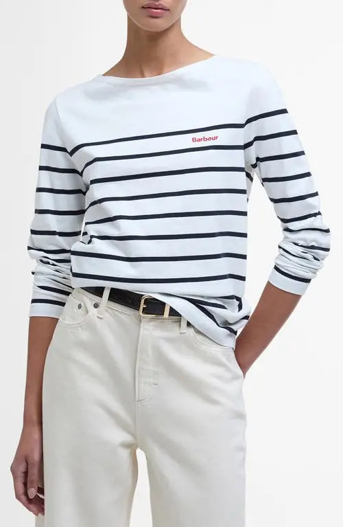 Barbour Bradley Stripe Cotton Top - Cloud Stripe