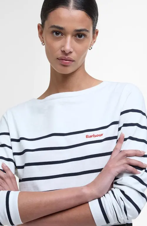 Barbour Bradley Stripe Cotton Top - Cloud Stripe