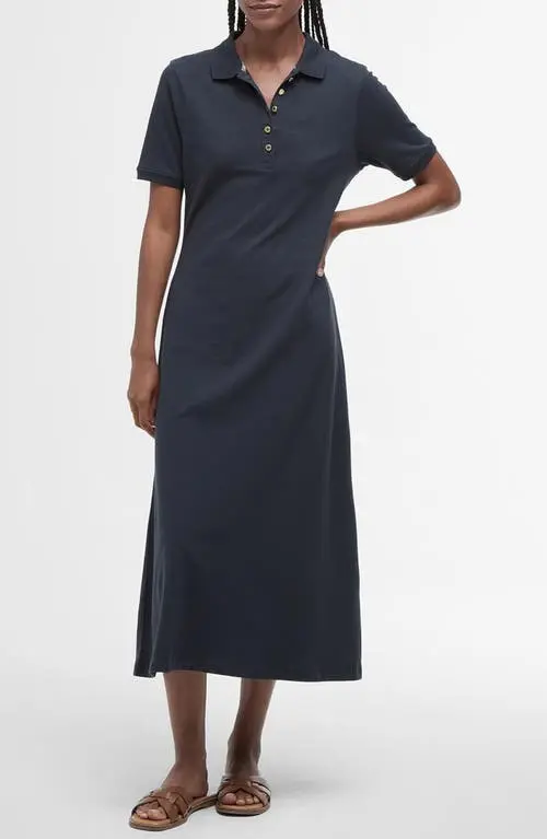 Barbour Celeste Stretch Cotton Piqué Polo Midi Dress - Navy