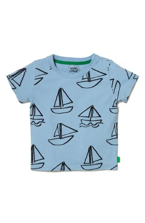 MON COEUR Recycled Cotton & Organic Cotton Graphic T-shirt - Placid Blue/ Sailboat