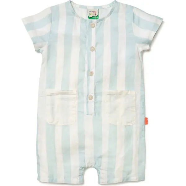 MON COEUR Linen & Cotton Pocket Romper - Iced Aqua
