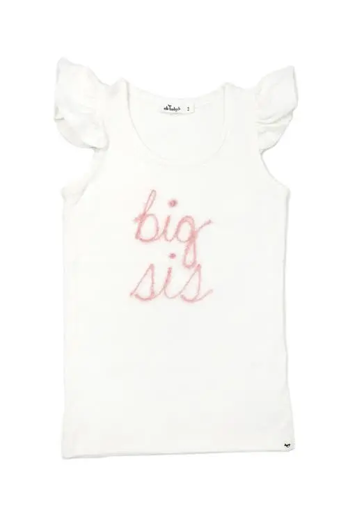 OH BABY! Big Sis Embroidered Tank - Cream