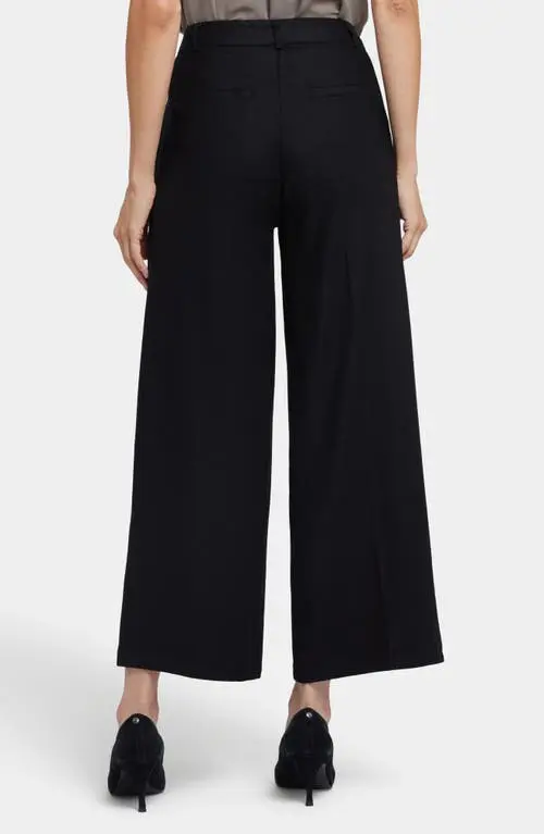 NYDJ Morgan Stretch Linen Wide Leg Ankle Pants - Black