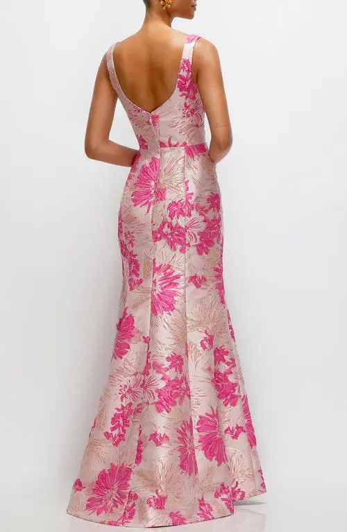 Dessy Collection Hibiscus Square Neck Trumpet Gown