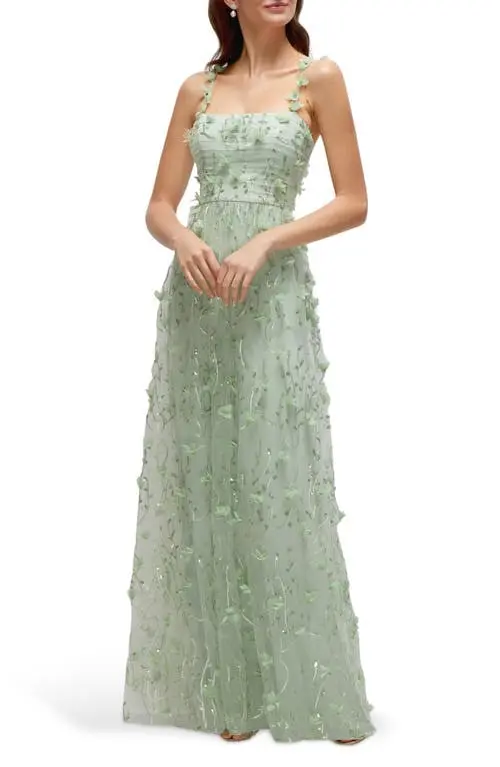 Dessy Collection Floral Embroidered Gown - Celadon