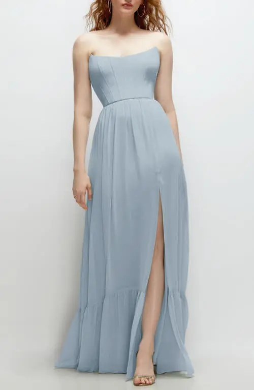 Dessy Collection Strapless Corset Chiffon Gown - Mist