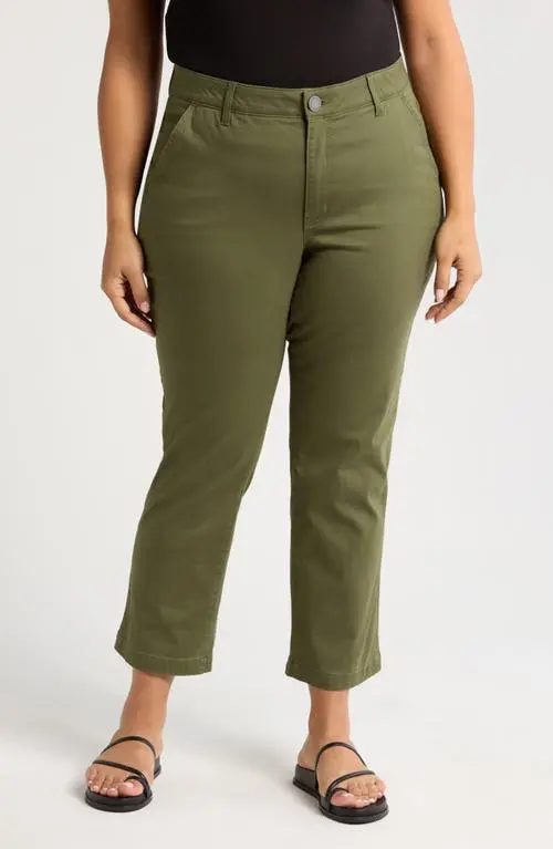 Wit & Wisdom Skyrise Ankle Slim Straight Leg Twill Pants - Celadon