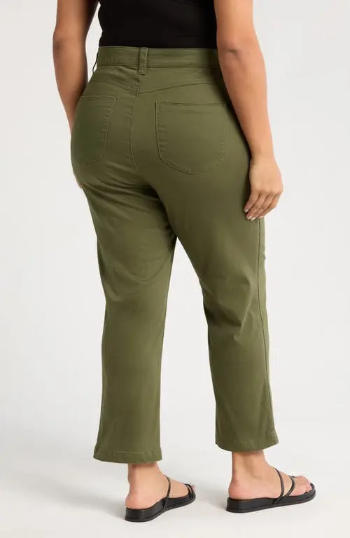 Wit & Wisdom Skyrise Ankle Slim Straight Leg Twill Pants - Celadon