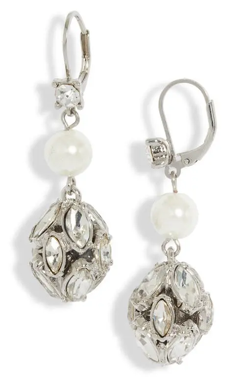 CRISTABELLE Imitation Pearl Drop Earrings - Sil/white