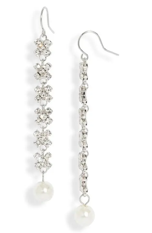 CRISTABELLE Imitation Pearl Drop Earrings - Sil/white