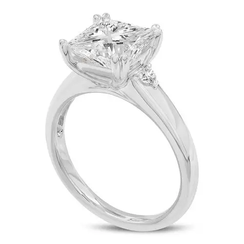 LUVMYJEWELRY Princess Cut Lab Grown Diamond Engagement Ring - 14k White Gold