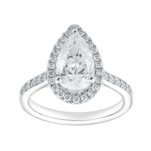 LUVMYJEWELRY Athena Pear Lab Grown Diamond Engagement Ring 2.2 Ctw - 14k White Gold