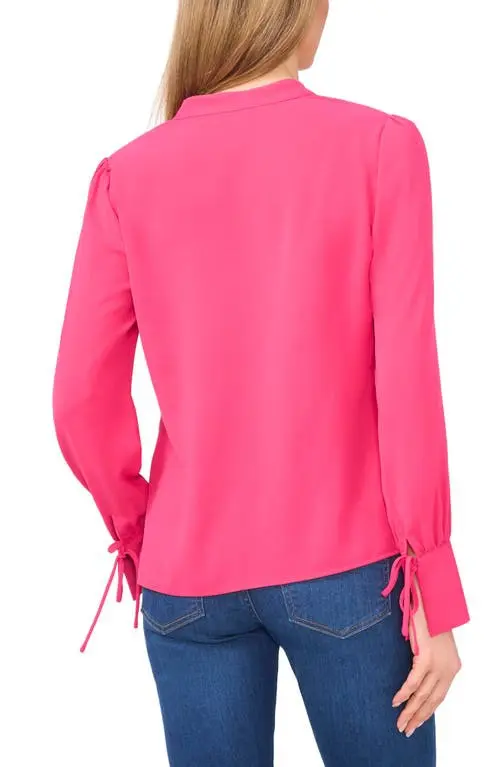 CECE DUPRAZ Tie Bow Long Sleeve Top - Bright Rose