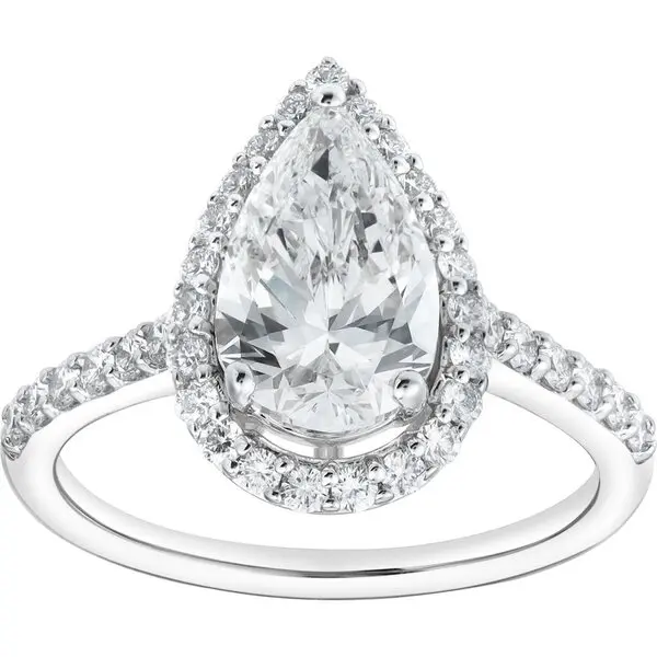 LUVMYJEWELRY Hana Pear Lab Grown Diamond Halo Ring - 14k White Gold