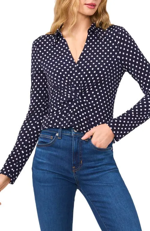 CECE DUPRAZ Polka Dot Long Sleeve Top