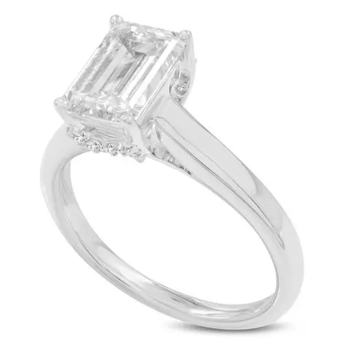 LUVMYJEWELRY 2.15 Ct Emerald Cut Lab Grown Diamond Ring - 14k White Gold