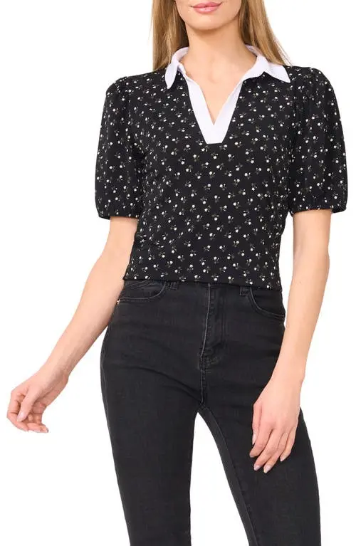 CECE DUPRAZ Puff Sleeve Collared Top