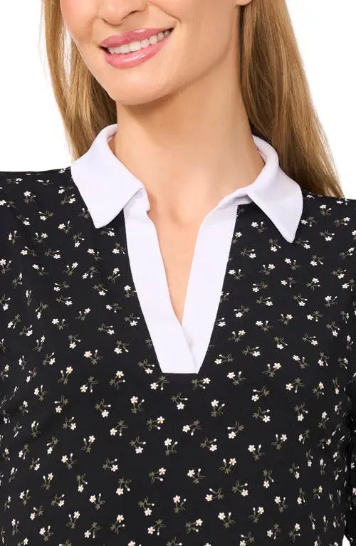 CECE DUPRAZ Puff Sleeve Collared Top