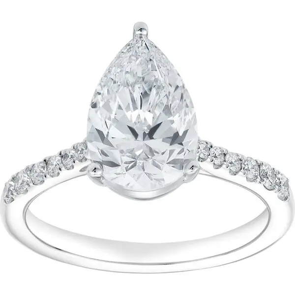 LUVMYJEWELRY Chloe Pear 3.25 Ctw Lab Grown Diamond Engagement Ring - 14k White Gold
