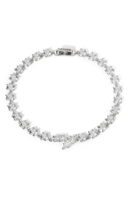 Nadri Beatrix Offset Cubic Zirconia Bracelet - Rhodium