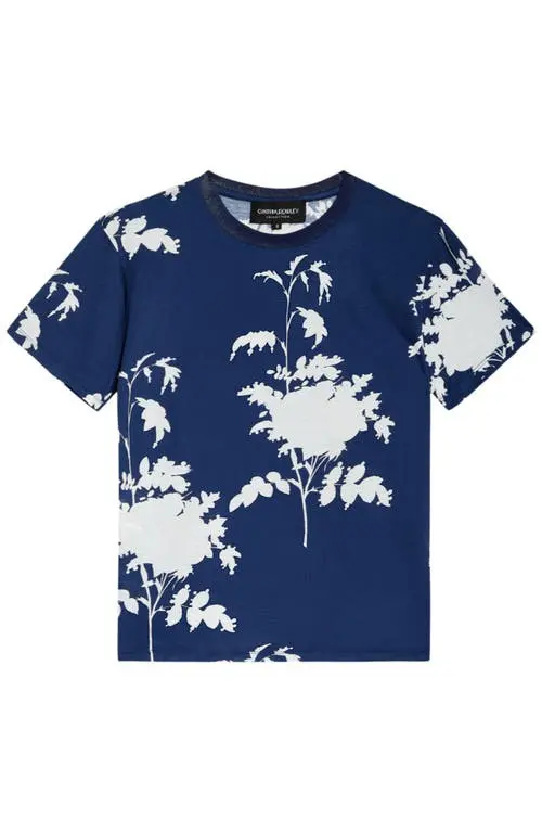 Cynthia Rowley Floral Print T-shirt - Navy/white