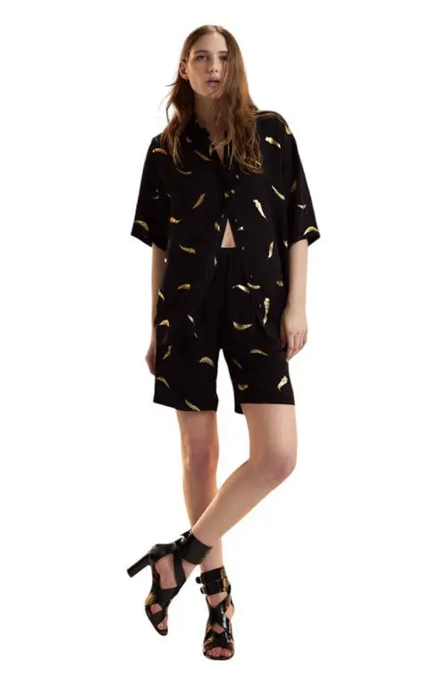 Cynthia Rowley Blake Camp Shirt - Black