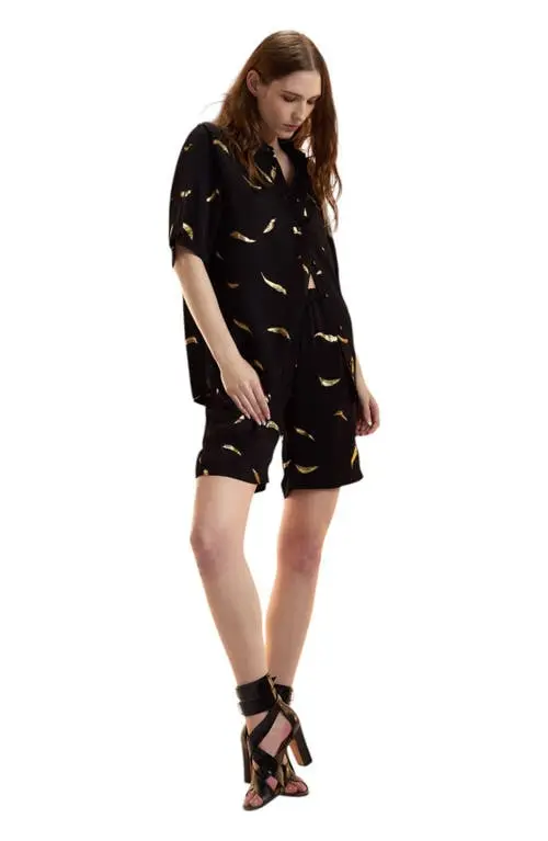 Cynthia Rowley Blake Camp Shirt - Black