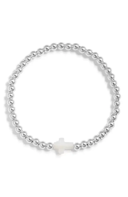 NASHELLE Cross Charm Beaded Bracelet - Sterling Silver