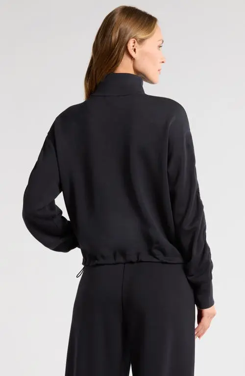 Zella Ruched Sleeve Zip-up Jacket - Black