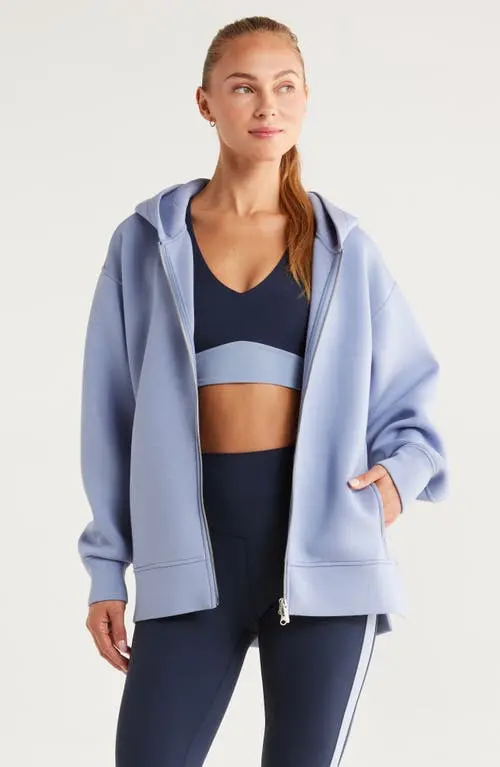 Zella Relaxed Fit High-low Zip Hoodie - Blue Tempest