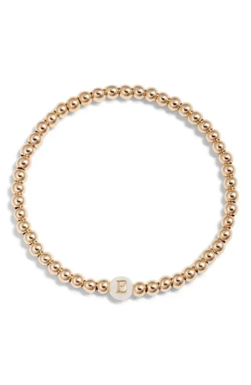 NASHELLE Mother-of-pearl Initial Beaded Bracelet - Gold Fill E