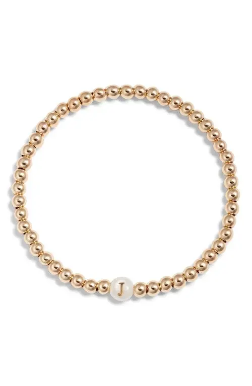 NASHELLE Mother-of-pearl Initial Beaded Bracelet - Gold Fill J