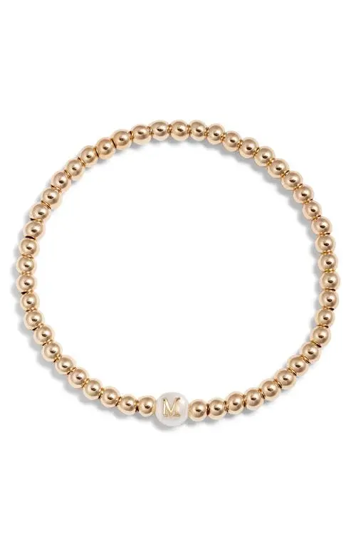 NASHELLE Mother-of-pearl Initial Beaded Bracelet - Gold Fill M