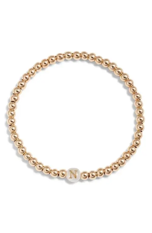 NASHELLE Mother-of-pearl Initial Beaded Bracelet - Gold Fill N