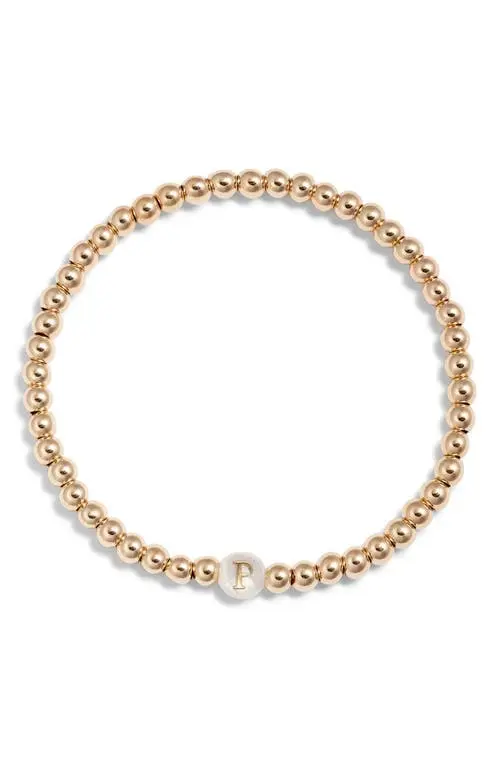NASHELLE Mother-of-pearl Initial Beaded Bracelet - Gold Fill P