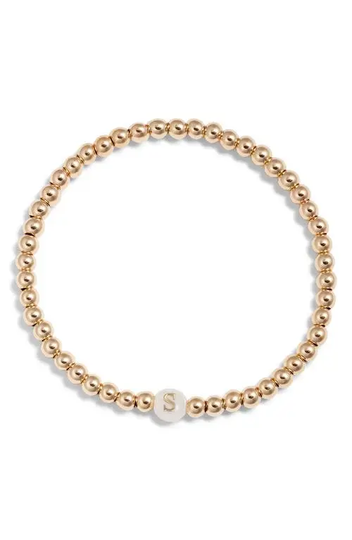 NASHELLE Mother-of-pearl Initial Beaded Bracelet - Gold Fill S